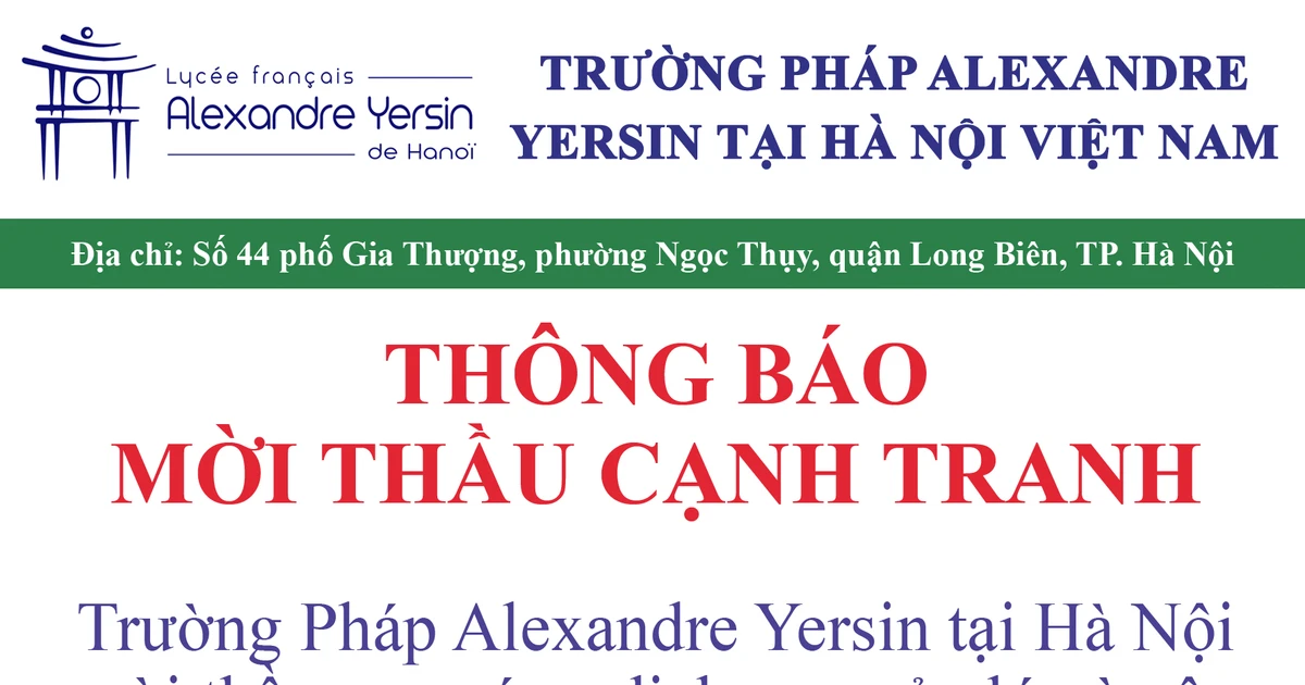 Trường Pháp Alexandre Yersin tại Hanoi thông báo mời thầu cạnh tranh ...