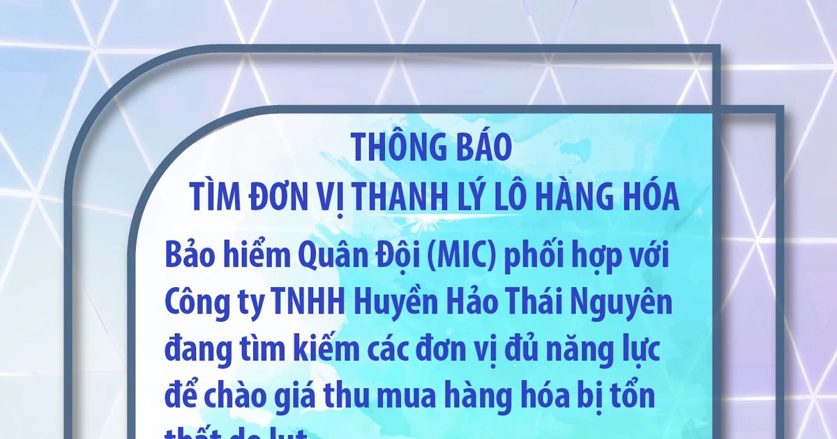Thông báo tìm đơn vị thanh lý lô hàng hóa